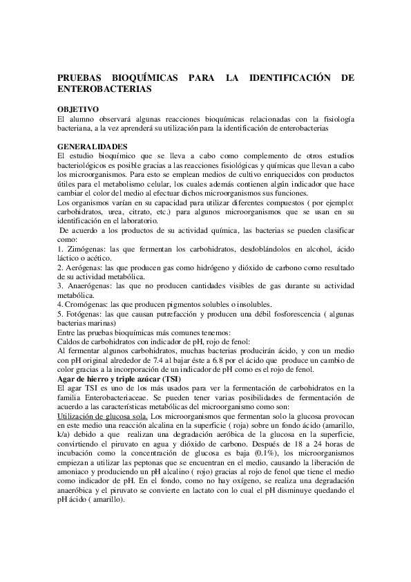 (PDF) PRUEBAS BIOQUÍMICAS PARA LA IDENTIFICACIÓN DE ENTEROBACTERIAS