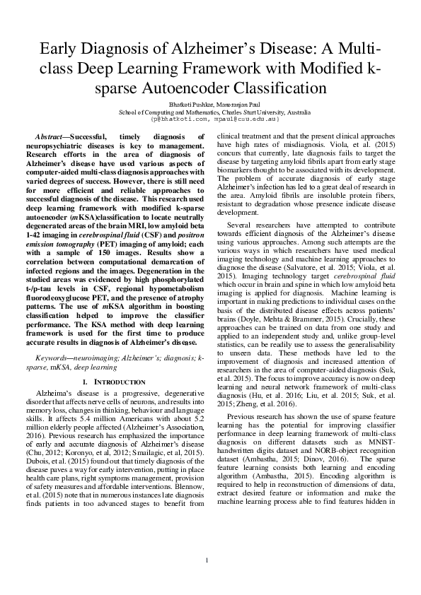 (PDF) Early Diagnosis of Alzheimer's Disease: A Multi- class Deep Learning Framework with ...