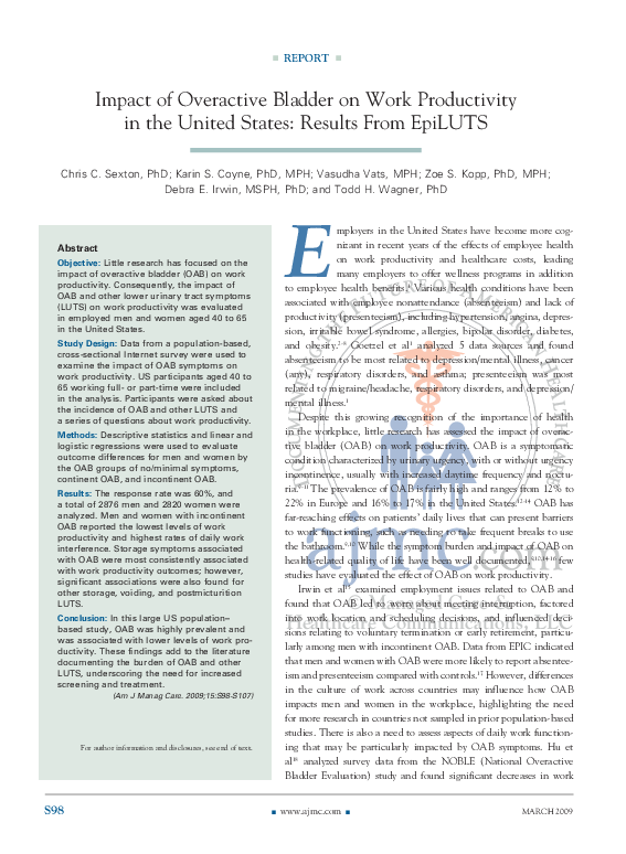 (PDF) Impact of overactive bladder on work productivity in the United ...