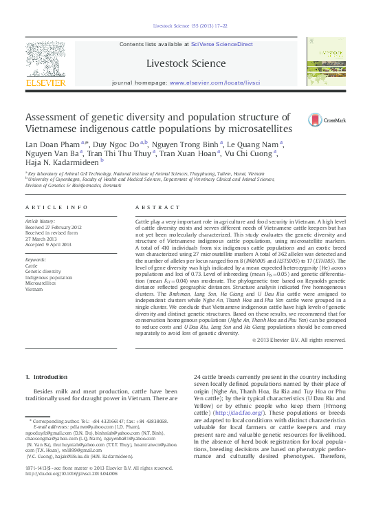 (PDF) Assessment of genetic diversity and population structure in mungbean