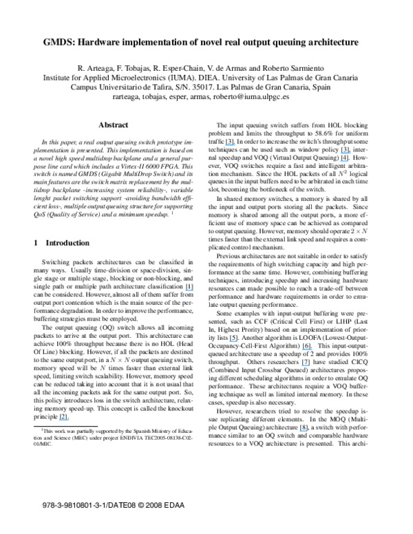 (PDF) GMDS: Hardware implementation of novel real output queuing ...