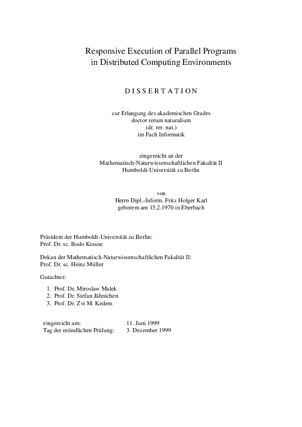 (PDF) Responsive Execution of Parallel Programs in Distributed Computing Environments