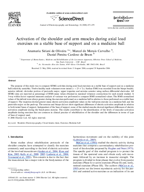 (PDF) Activation of the Shoulder and Arm Muscles During Axial Load ...