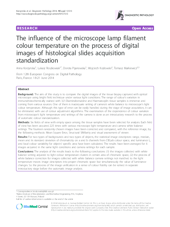 (PDF) The influence of the microscope lamp filament colour temperature ...
