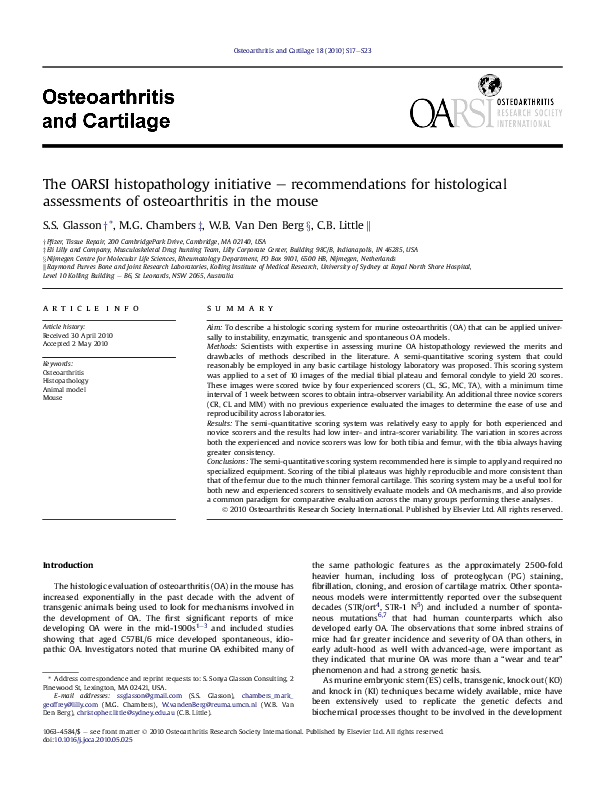 (PDF) The OARSI histopathology initiative – recommendations for ...