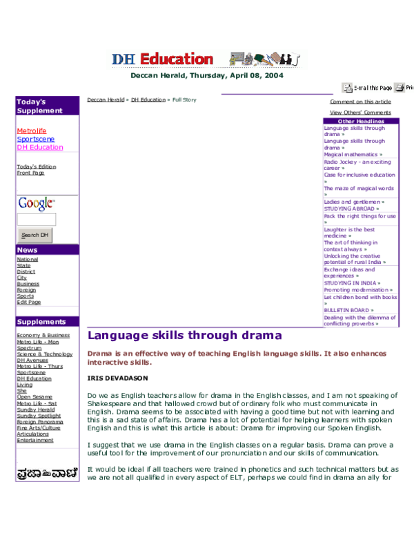 (DOC) Teaching English through Drama