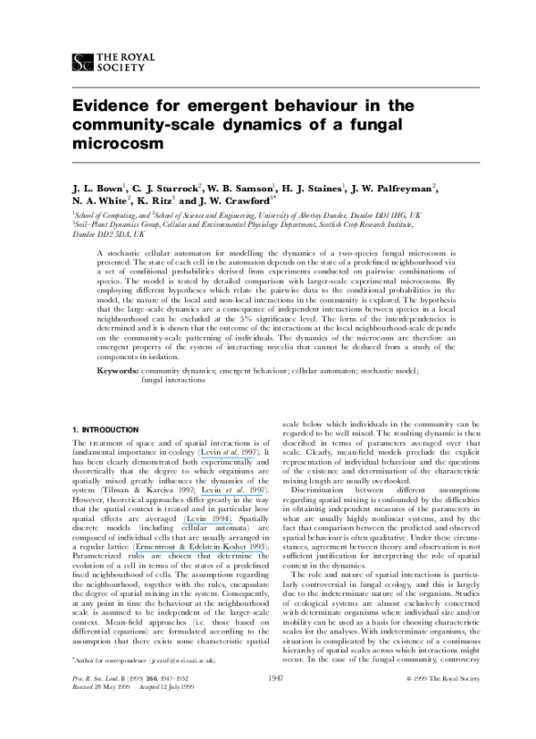 (PDF) Evidence for emergent behaviour in the community-scale dynamics ...