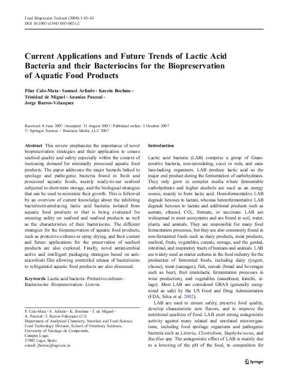 (PDF) Current applications and future trends of lactic acid bacteria ...