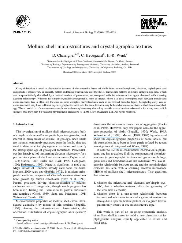 (PDF) Mollusc shell microstructures and crystallographic textures