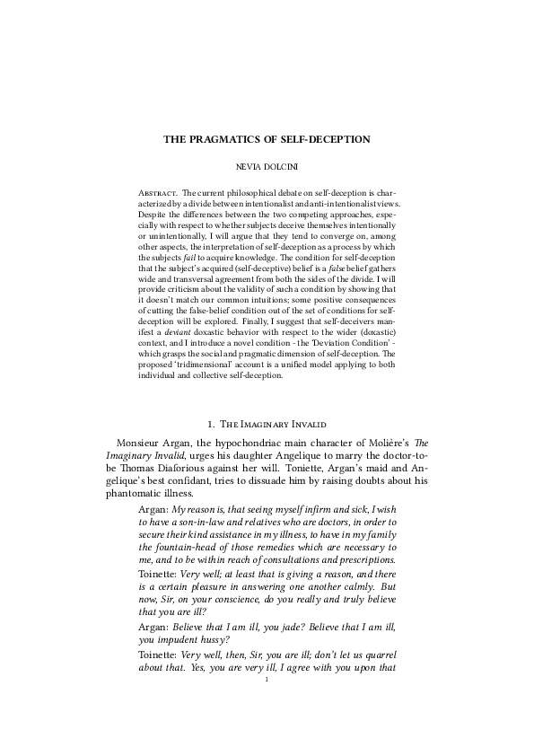 (PDF) The Pragmatics of Self-Deception