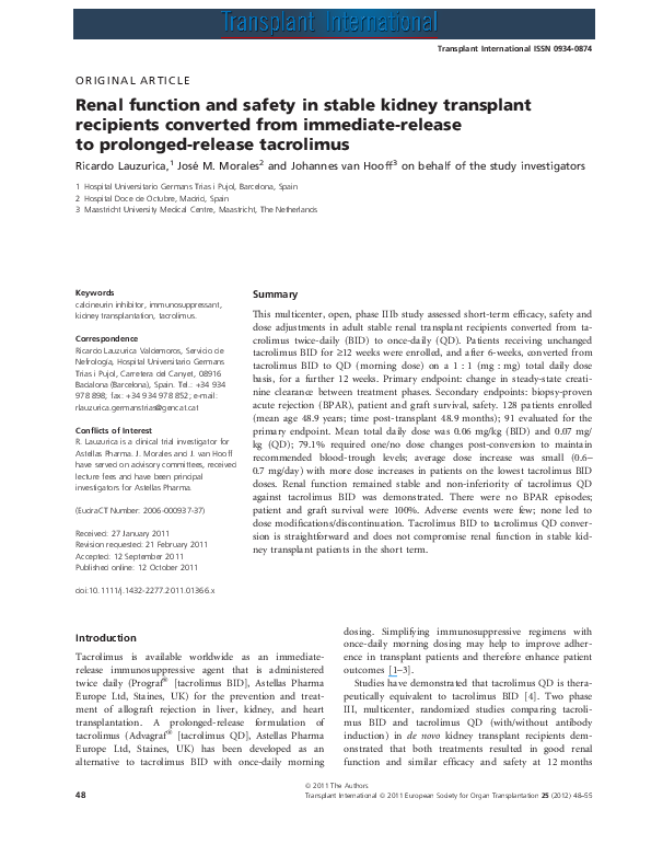 Pdf Effectiveness And Safety Of The Conversion To Meltdose® Extended