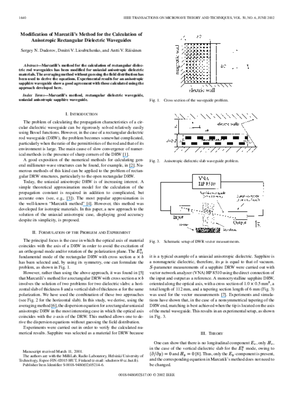 (PDF) Modification of Marcatili's method for the calculation of anisotropic rectangular ...