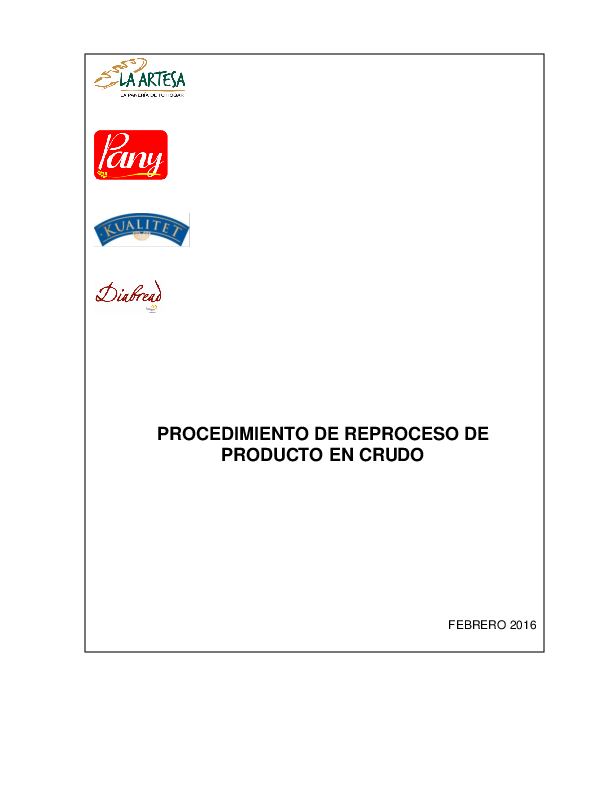 (PDF) PROCEDIMIENTO DE REPROCESO DE PRODUCTO EN CRUDO