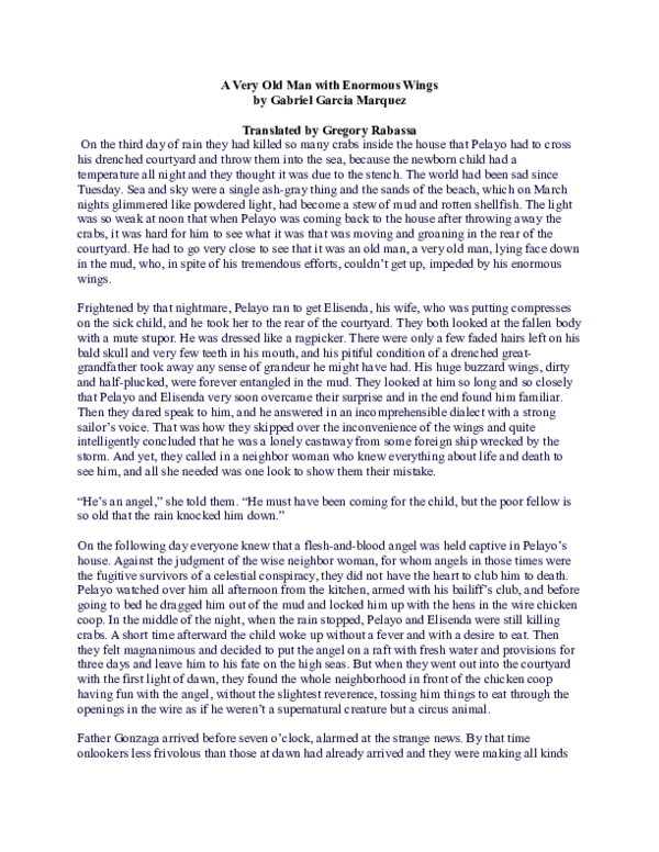 (DOC) A Very Old Man with Enormous Wings