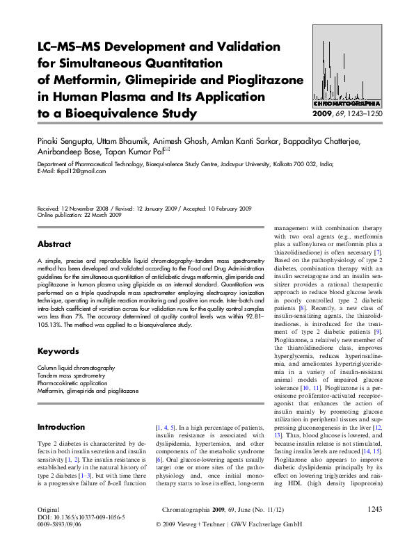 (PDF) LC–MS–MS Development and Validation for Simultaneous Quantitation of Metformin ...