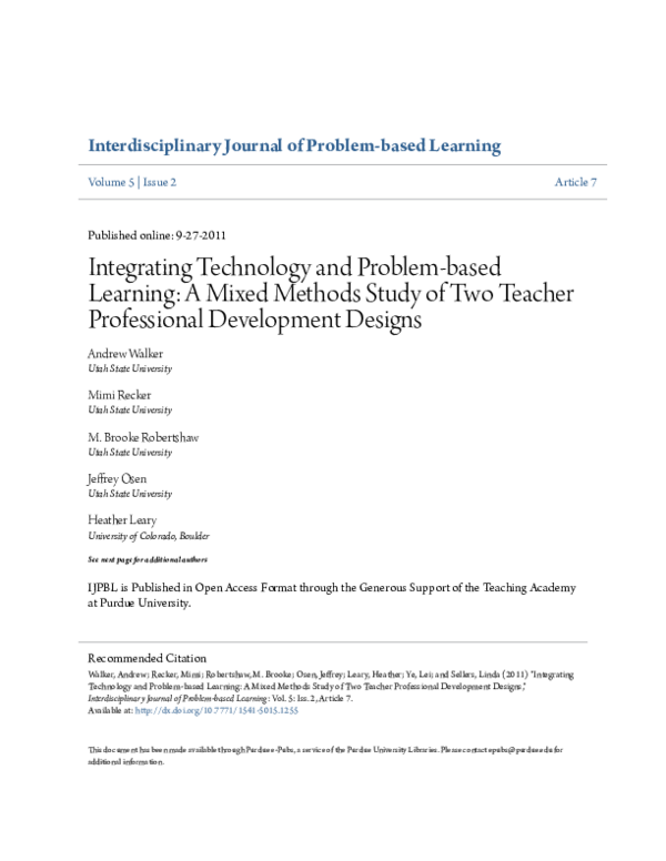 (PDF) Integrating Technology and Problem-based Learning: A Mixed ...