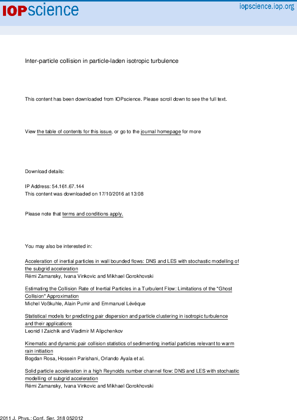 (PDF) Interparticle collision in particle-laden isotropic turbulence