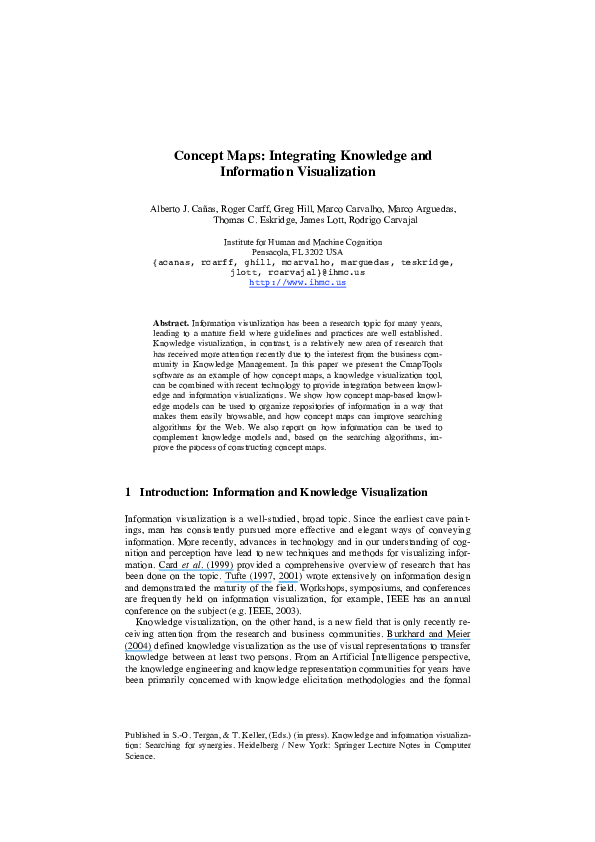 (PDF) Concept Maps: Integrating Knowledge and Information Visualization