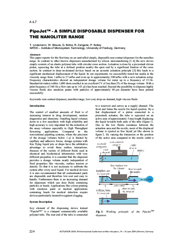 (PDF) PipeJet: A simple disposable dispenser for the nanoliter range