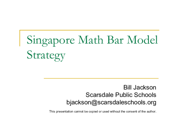 (PDF) Singapore Math Bar Model Strategy