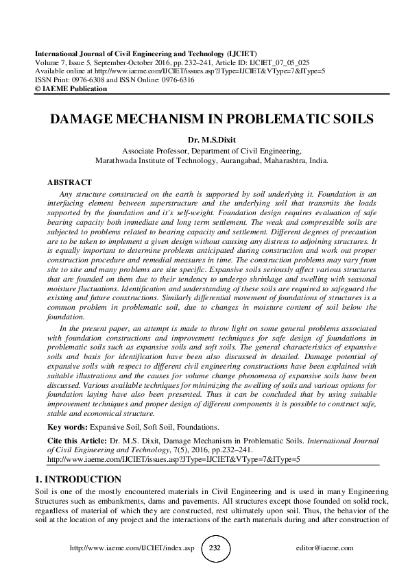 (PDF) DAMAGE MECHANISM IN PROBLEMATIC SOILS