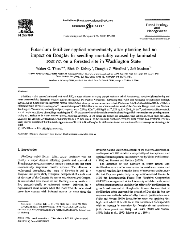 (PDF) Potassium fertilizer applied immediately after planting had no ...