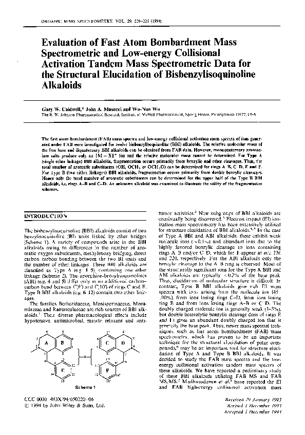 (PDF) Evaluation of fast atom bombardment mass spectrometry for the ...