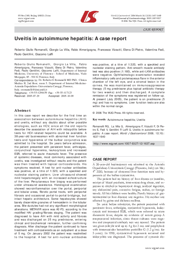 (PDF) Uveitis in autoimmune hepatitis: a case report