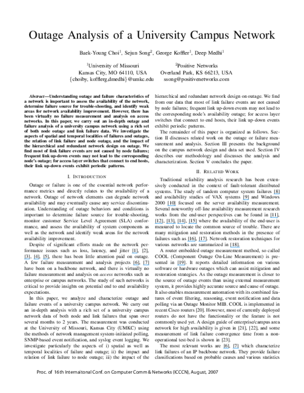 (PDF) Outage Analysis of a University Campus Network