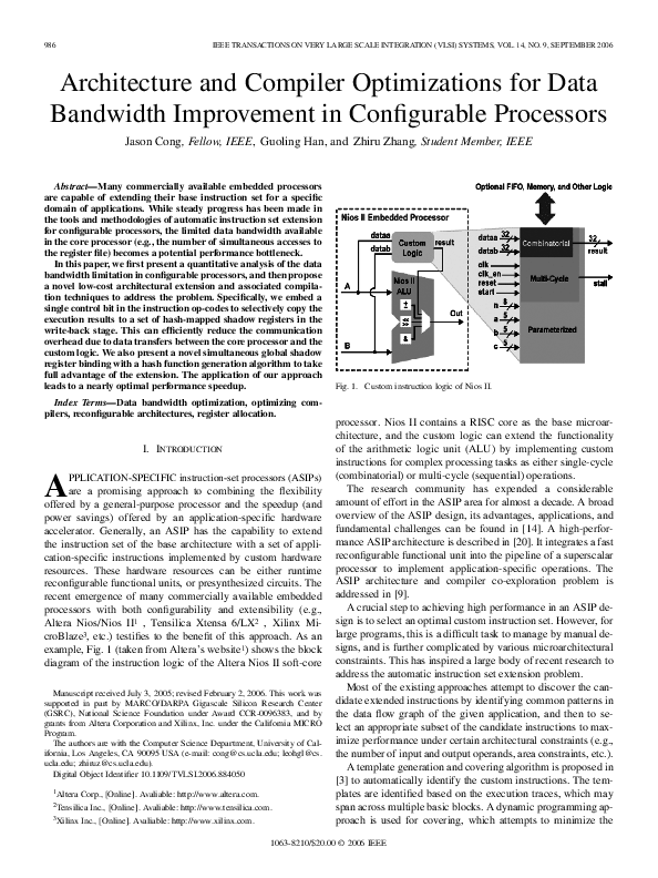 (PDF) Architecture and Compiler Optimizations for Data Bandwidth Improvement in Configurable ...
