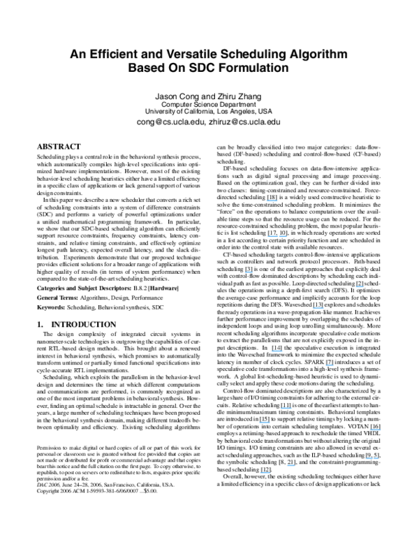 Pdf An Efficient And Versatile Scheduling Algorithm Based On Sdc