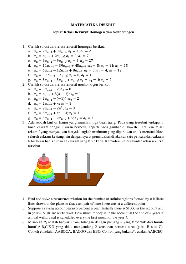 (PDF) Soal Relasi Rekursif