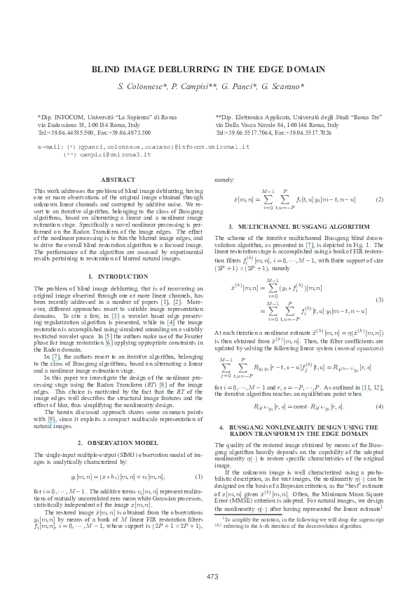 (PDF) Blind image deblurring in the edge domain