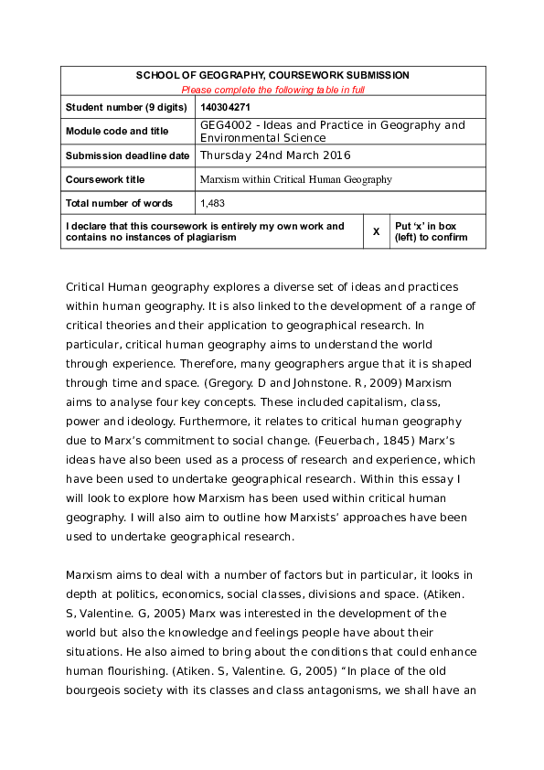 (DOC) Marxism within Critical Human Geography | Arun Singh - Academia.edu