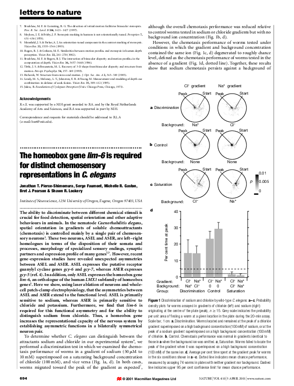 (PDF) lim-6 Gene's Role in C. elegans Chemosensory Asymmetry