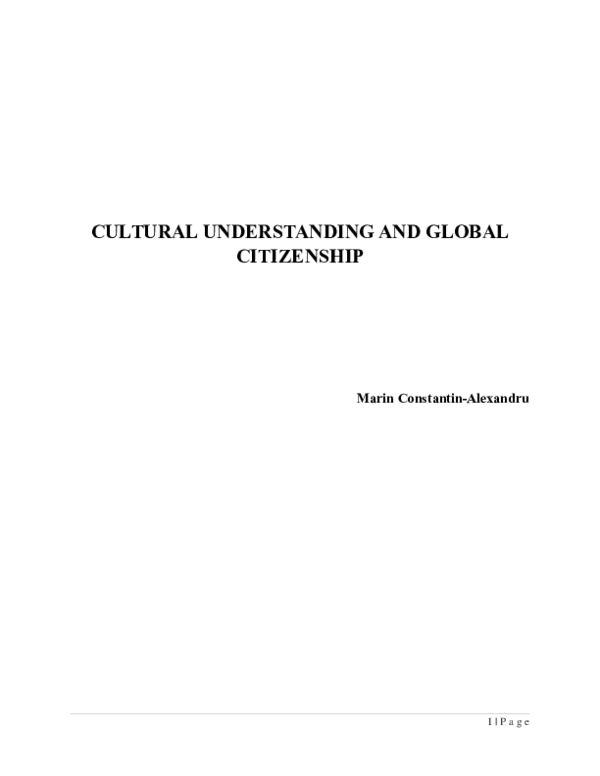 (DOC) CULTURAL UNDERSTANDING AND GLOBAL CITIZENSHIP