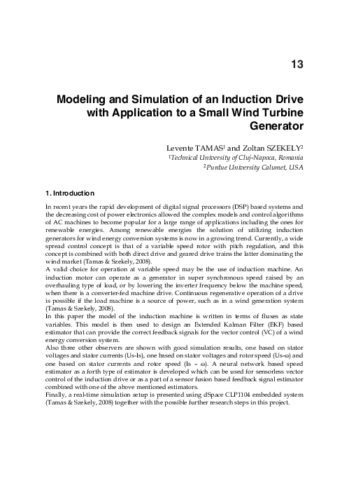 Pdf Modeling And Simulation Of An Induction Drive With Application To