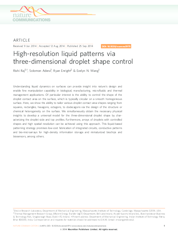 (PDF) High-resolution liquid patterns via three-dimensional droplet ...