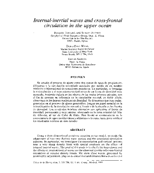 (PDF) Internal-inertial waves and crossfrontal circulation in the upper ...