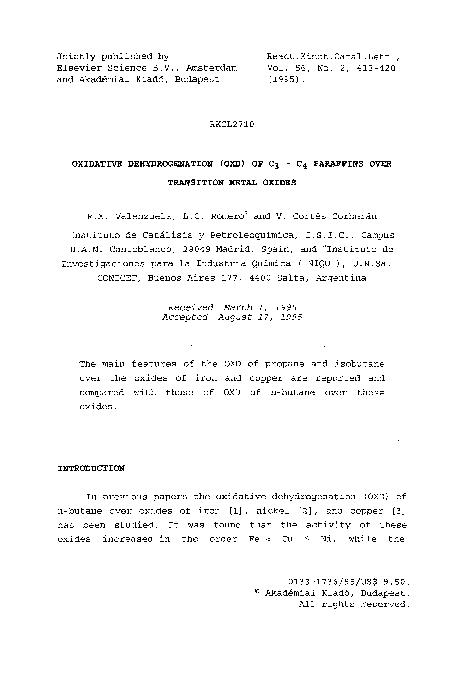 (PDF) Oxidative dehydrogenation (OXD) of C 3 −C 4 paraffins over ...