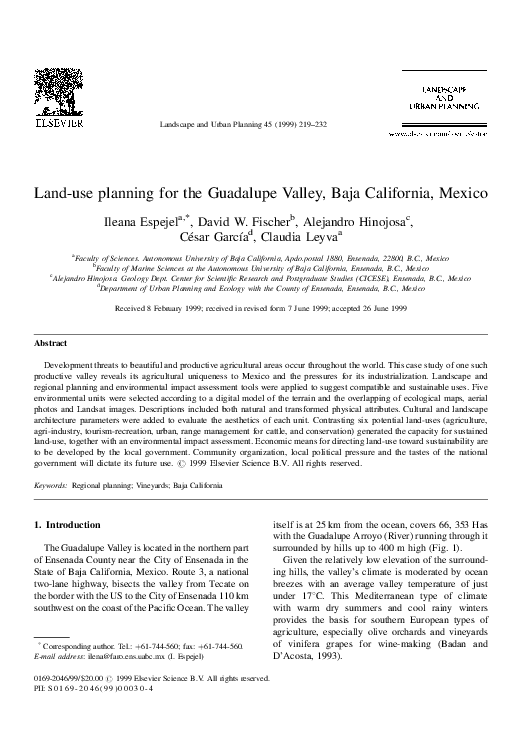 (PDF) Land-use planning for the Guadalupe Valley, Baja California, Mexico