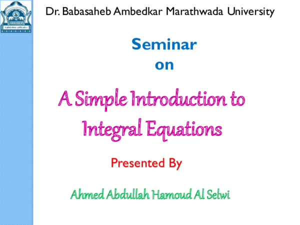 (PDF) A Simple Introduction to Integral Equations