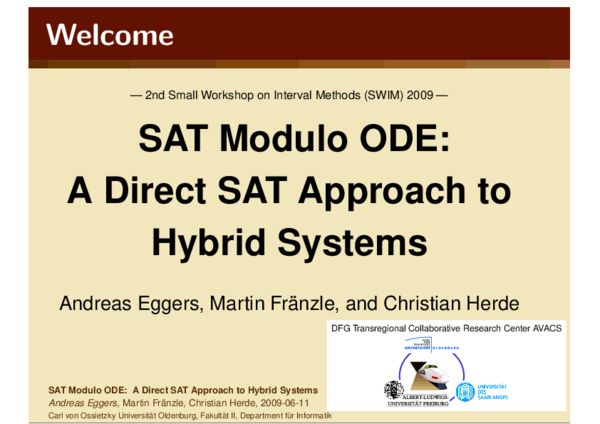 Pdf Sat Modulo Ode A Direct Sat Approach To Hybrid Systems