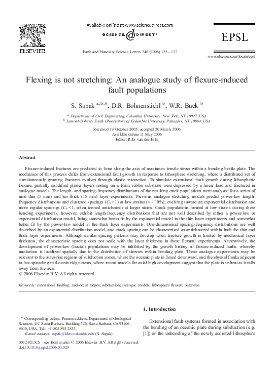 (PDF) Flexing is not stretching: An analogue study of flexure-induced fault populations