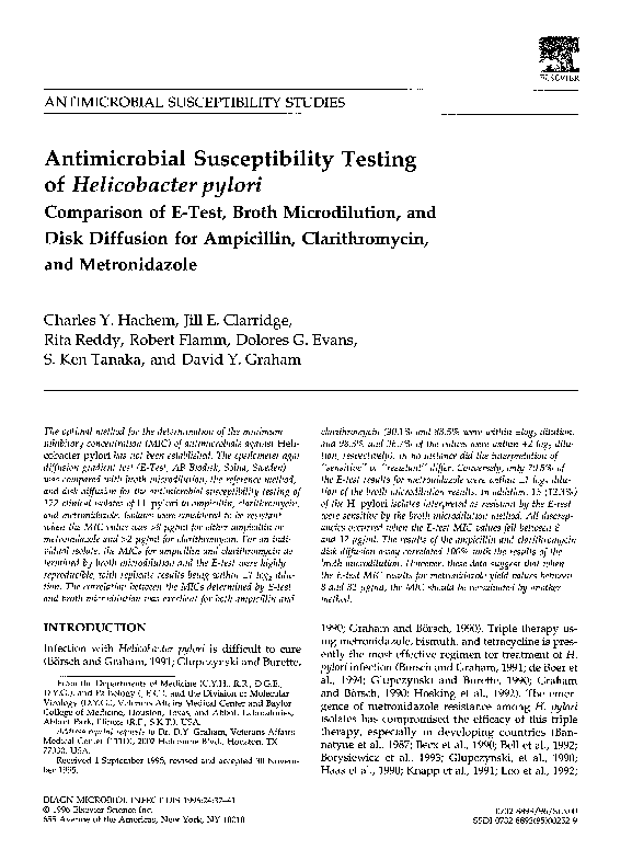 (PDF) Antimicrobial Susceptibility Testing of Helicobacter pylori ...