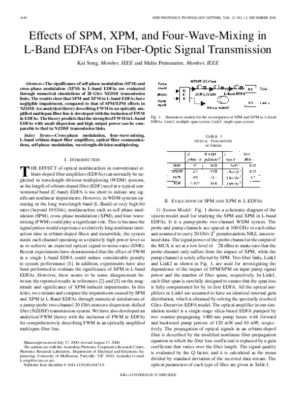 (PDF) Effects of SPM, XPM, and four-wave-mixing in L-band EDFAs on ...