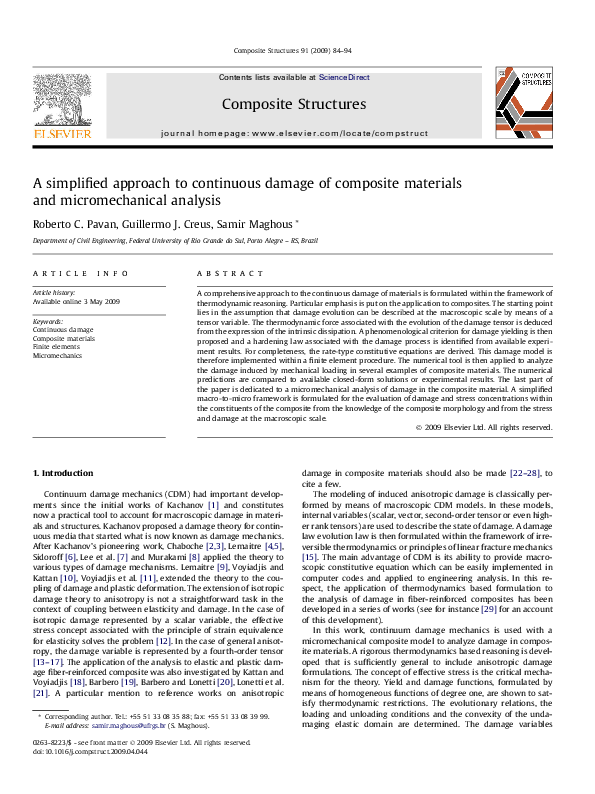 (PDF) A simplified approach to continuous damage of composite materials ...