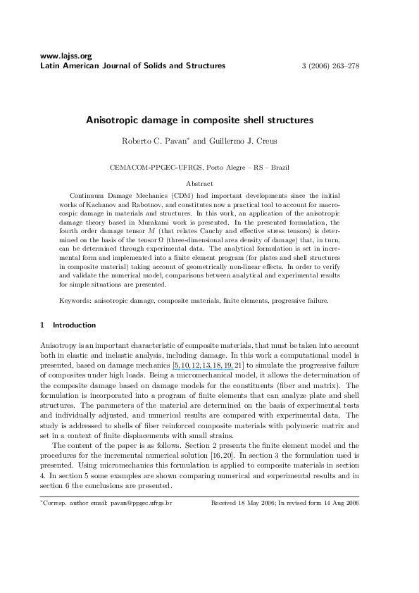 (PDF) Anisotropic damage in composite shell structures