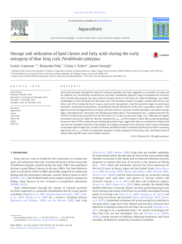 (PDF) Storage and utilization of lipid classes and fatty acids during ...