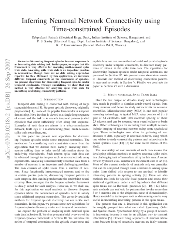 (PDF) Inferring Neuronal Network Connectivity using Time-constrained Episodes